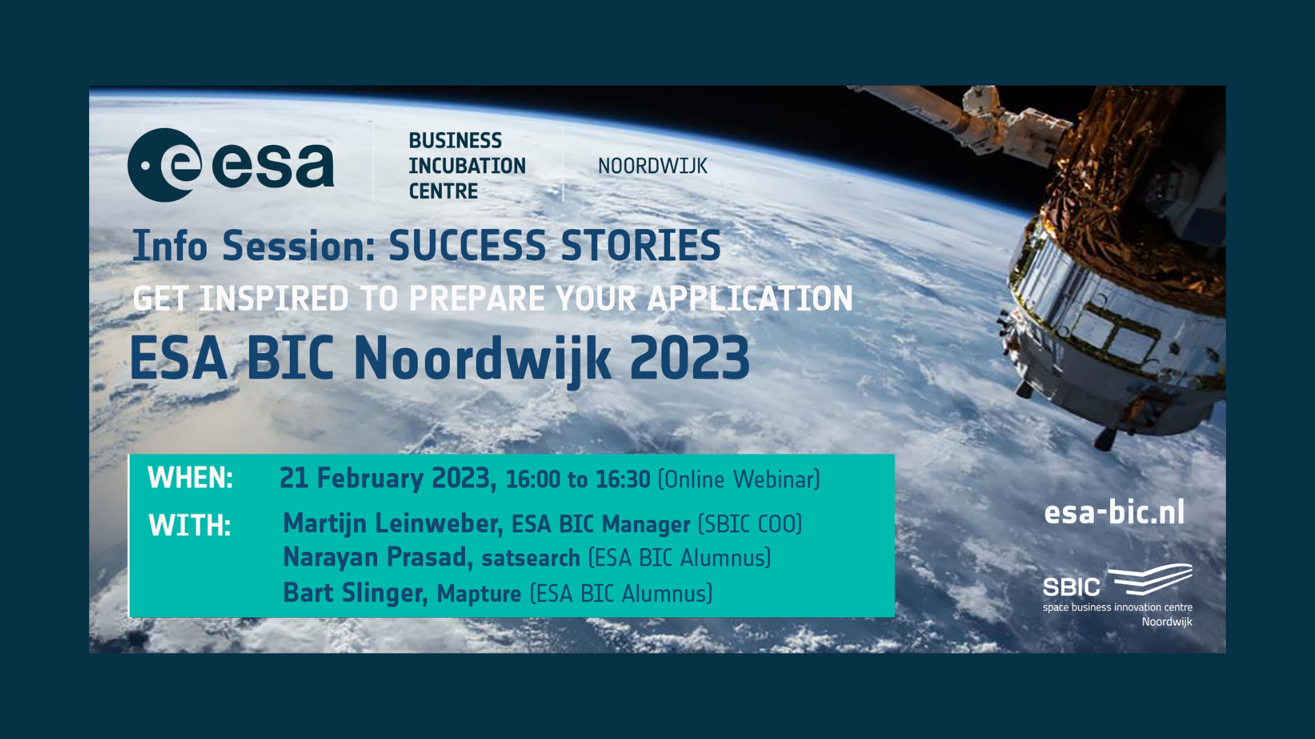 ESA BIC Noordwijk 2023 Info Session (WEBINAR): Success Stories - Space Business Innovation ...